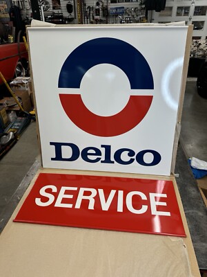 NOS Delco Service Sign DST Painted Metal Hanger GM Chevy Vintage AC ...