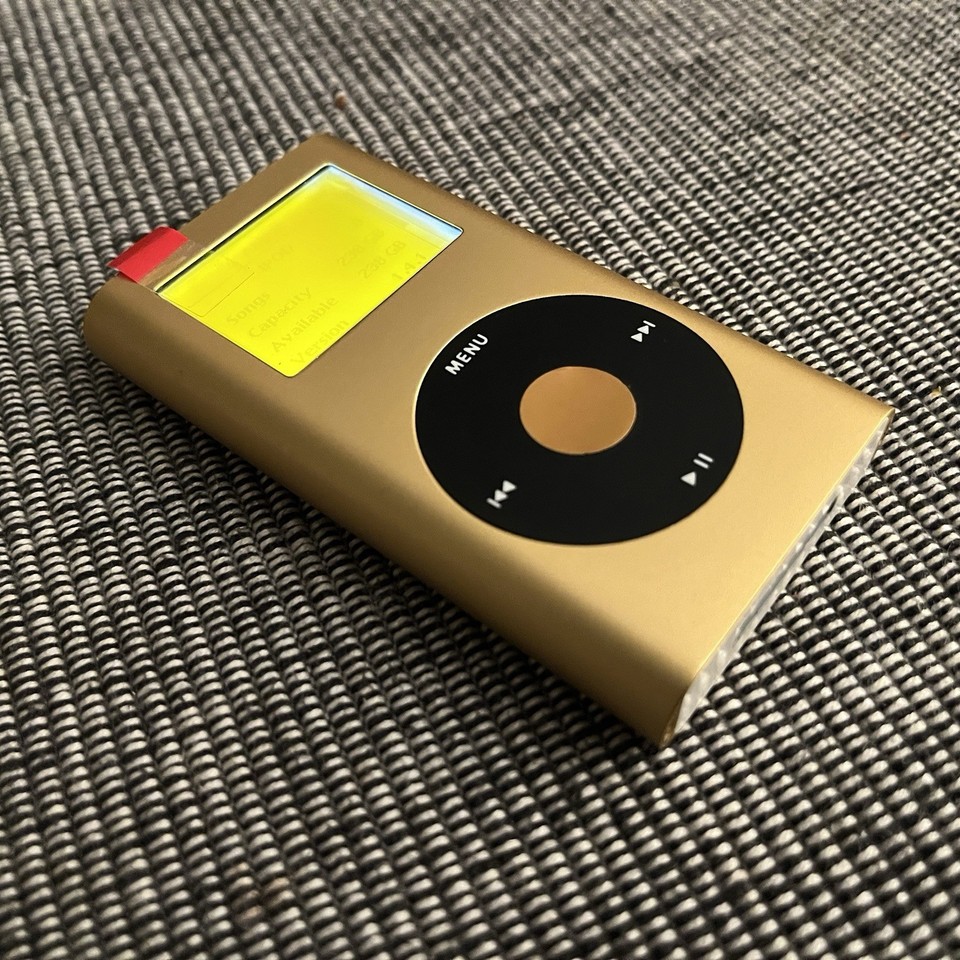 Apple iPod Mini 1st Gen 256GB Gold– Taptic Mod, 750 mAh, Amber LCD ...