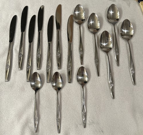 Vintage lot 15 Spritely Rose by Creative Manor Flatware Stainless Steel ...