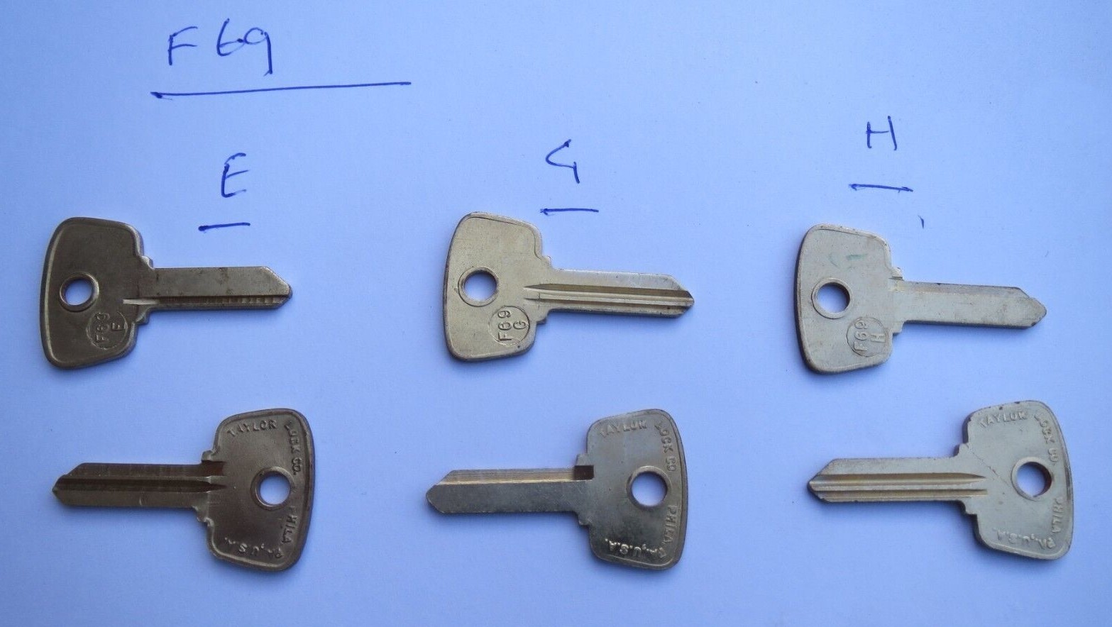 FIAT KEY - Pre 72' ignition key blank x 1: Taylor F69.E,G &H available ...