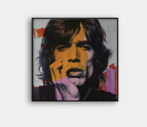 🎶 Andy Warhol 🎸 Mick Jagger ''Framed" Art Print 1/25 Giclée COA 24"x24 ...