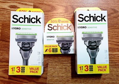 Set Of 3, Schick Hydro Sensitive 5-blades Men Razor | eBay