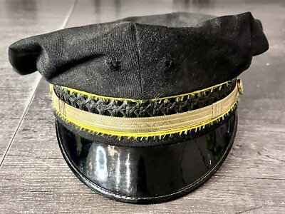 Vintage Midway Cap Co. Uniform Hat Black Size 7-1/4 | eBay