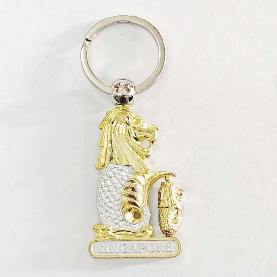 Merlion Lion Keychain Key Ring Holder Travel Memorabilia Talisman ...