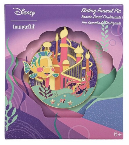LOUNGEFLY DISNEY LITTLE MERMAID CASTLE FLOUNDER 3" Jumbo Slider ENAMEL ...