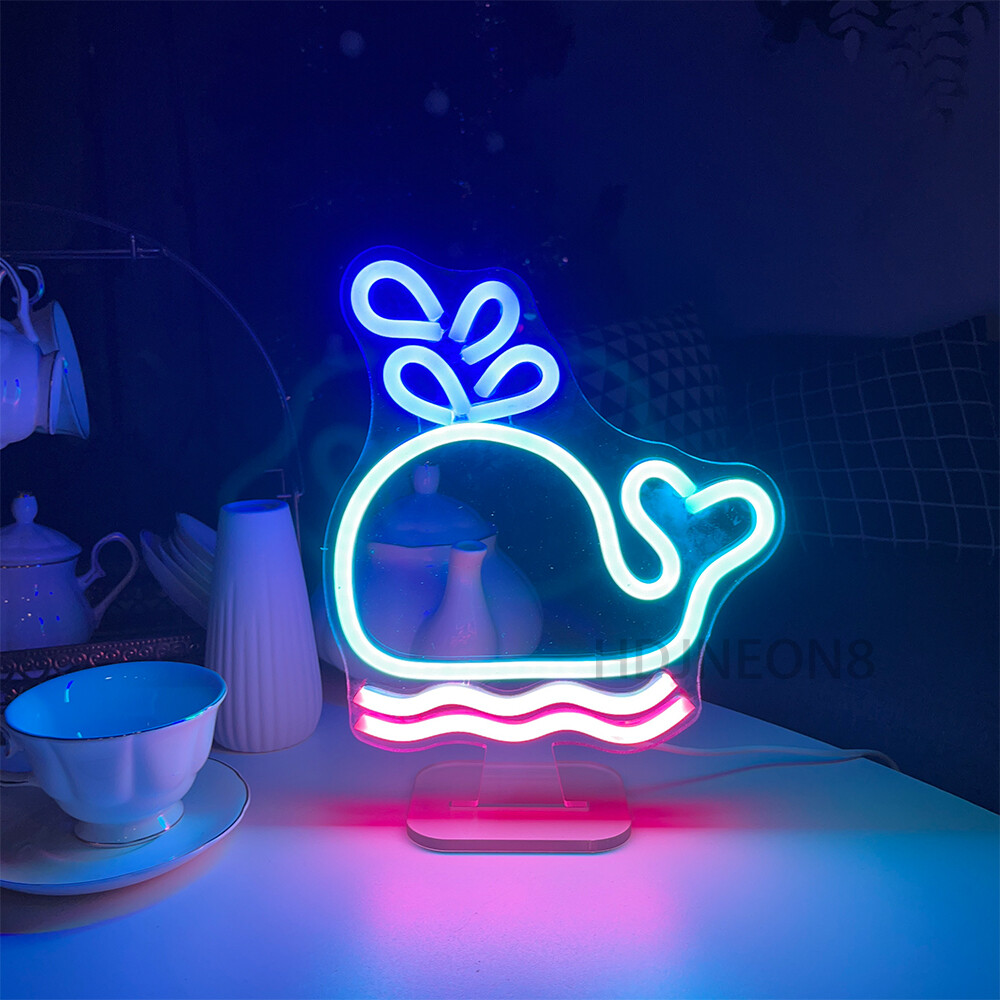 USB Neon Sign Whale USB Neon Light Personalized Night Light For Desktop ...