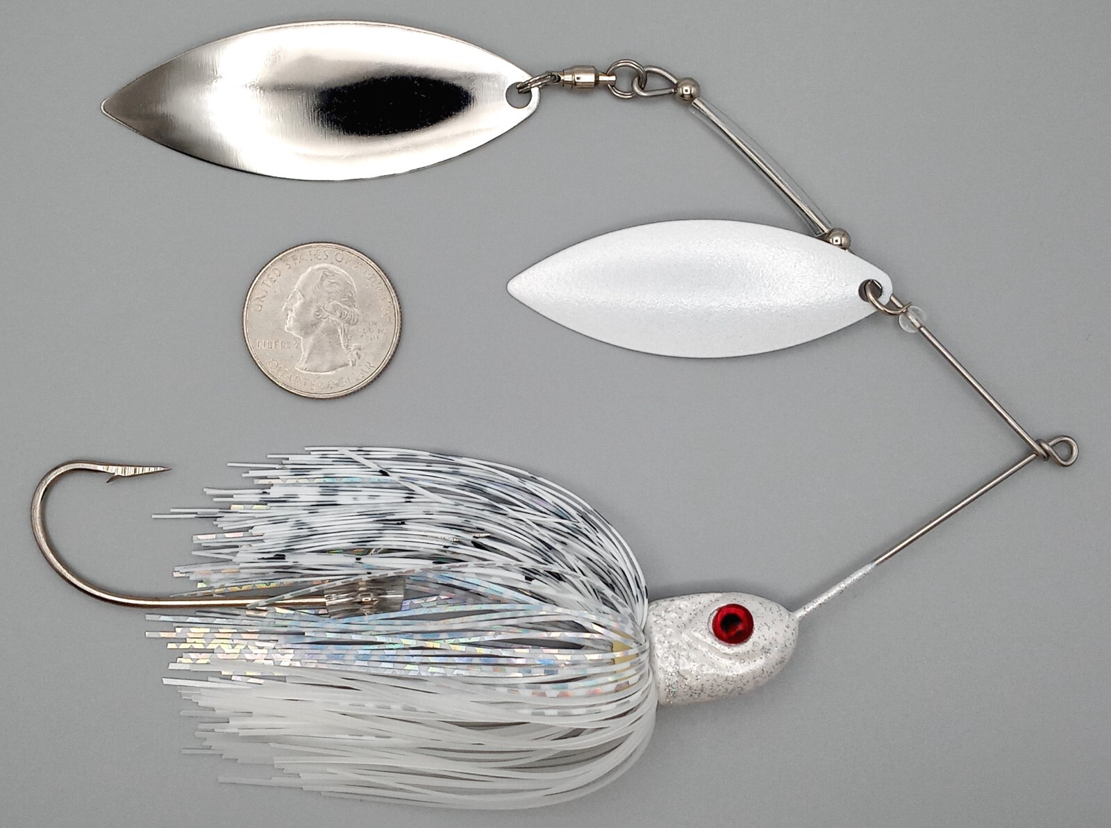 Custom Magnum Spinnerbait ~ Chrome Shiner ~ 1 oz Double Willow