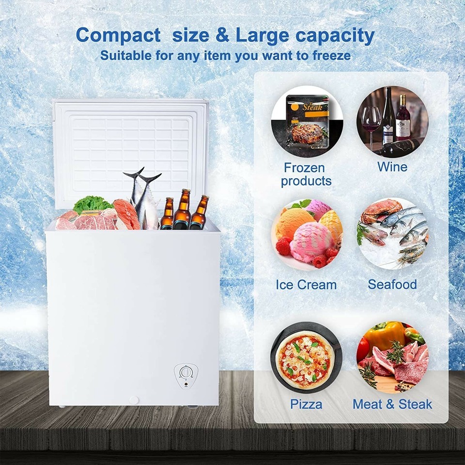 5.0 Cu.Ft Chest Freezer Deep Freezer Garage Kitchen Basket Top Open ...