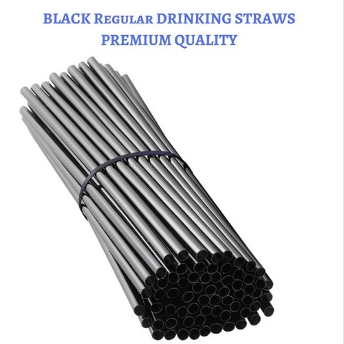 200 Regular Drinking paper Straws - 20 CM Long - Black - Straw Weddings ...