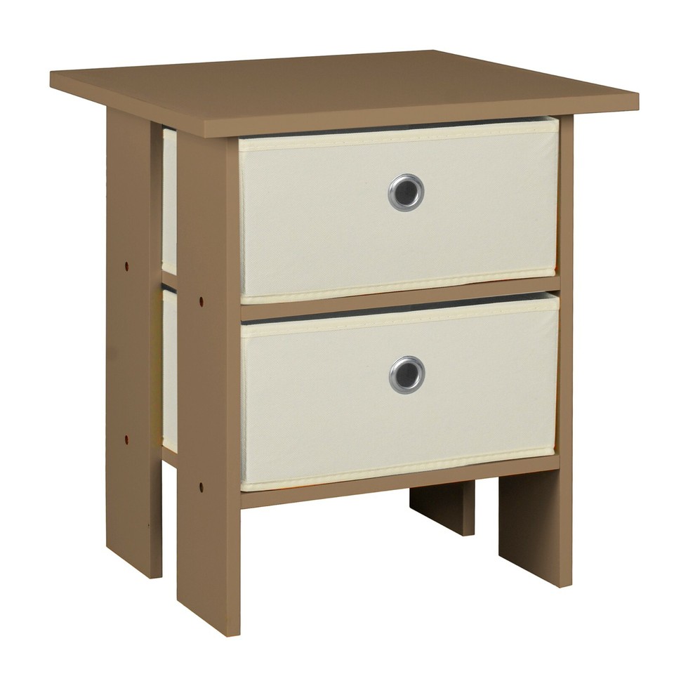 2 Tier 2 Drawer Wooden Bedroom Bedside Table Nightstand Living Room ...