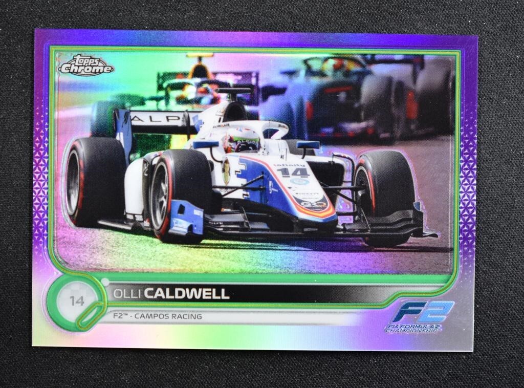 2022 Chrome Formula 1 Base Purple/Green Refractor F2 Cars #141 Olli ...