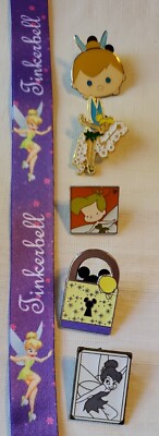 Tinkerbell Tinker Bell lanyard starter set with 5 Disney Trading Pins ...