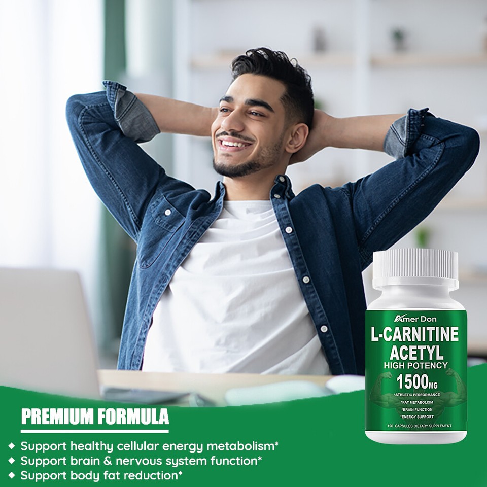 ACETYL L-CARNITINE (ALCAR, ALC) TABLETS 1500mg 120 Capsules ...