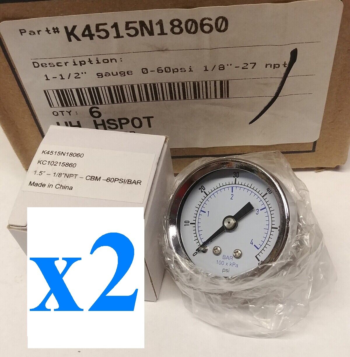 Wilkerson K4515N18060 40mm 60 PSI 1/8 NPT Pressure Gauge for sale ...