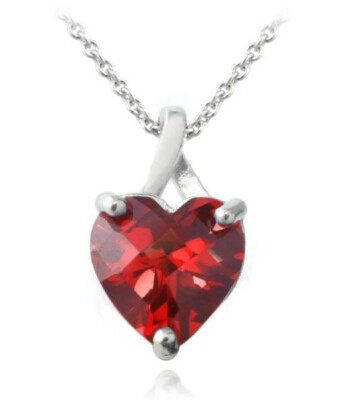 1.50Ct Lab Created Red Ruby Love Heart Pendant Necklace in 14K White ...