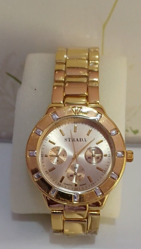 Strada Japanese Movement Goldtone Womens Watch SPLASH WATER RESISTANT ...