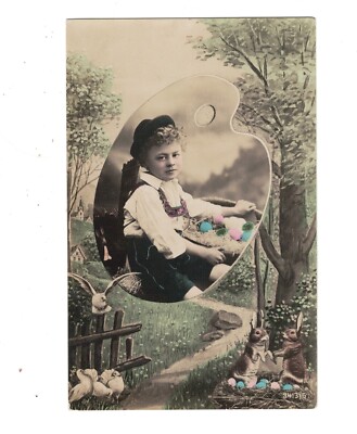 SB2100 PHOTO FANTASY LITTLE BOY PICTURED ON A PAINTING PALET RPPC | eBay