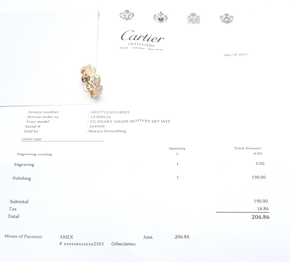 Authentic! Cartier 18k Yellow Gold Diamond Heart Eternity Band Ring ...