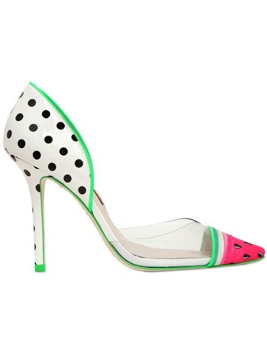 Womens Slim Heel High Heels Printed Watermelon Pointed Toes Shallow ...