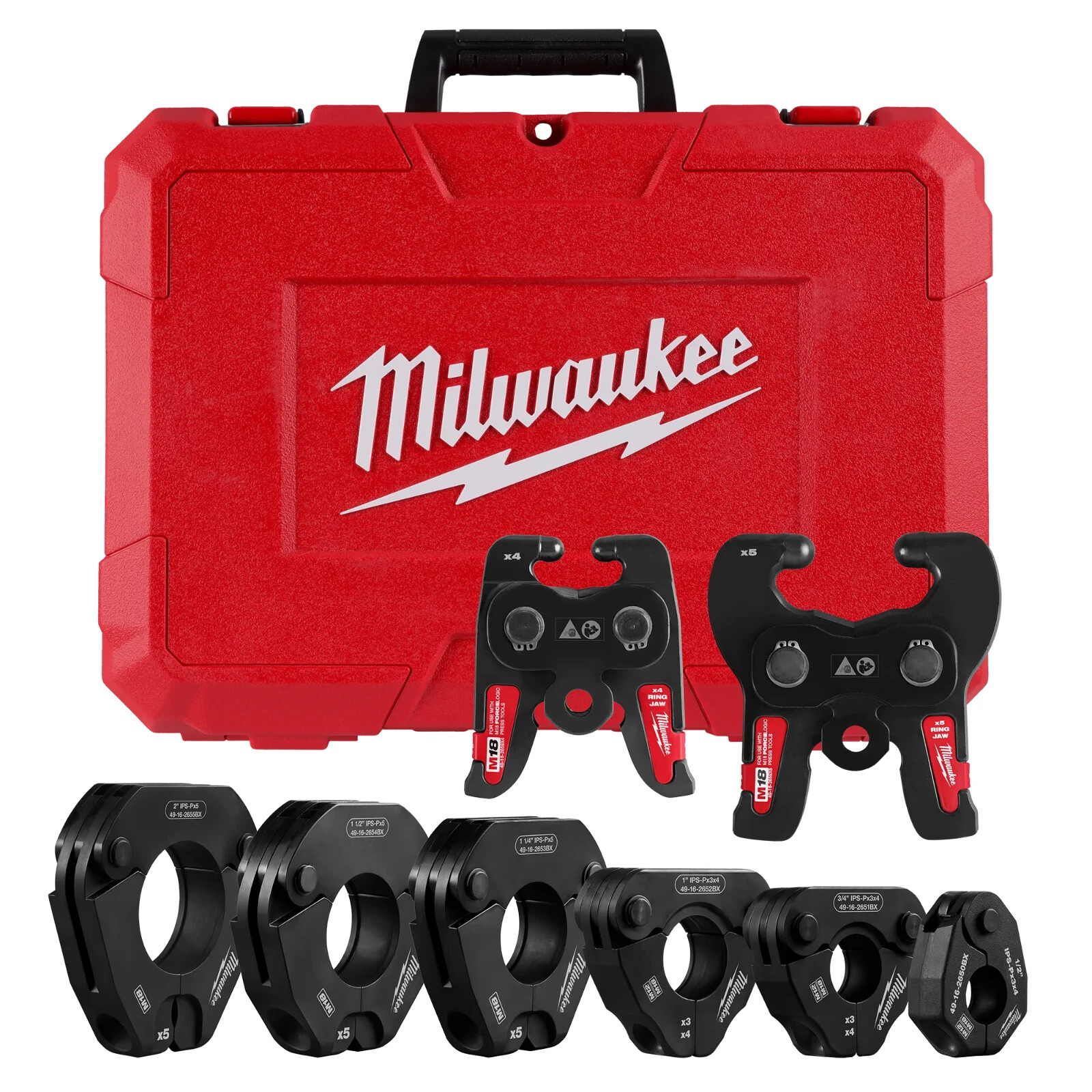 Milwaukee 49-16-2697X 1/2"-2" IPS-P Pivoting Press Ring Kit for M18 ...