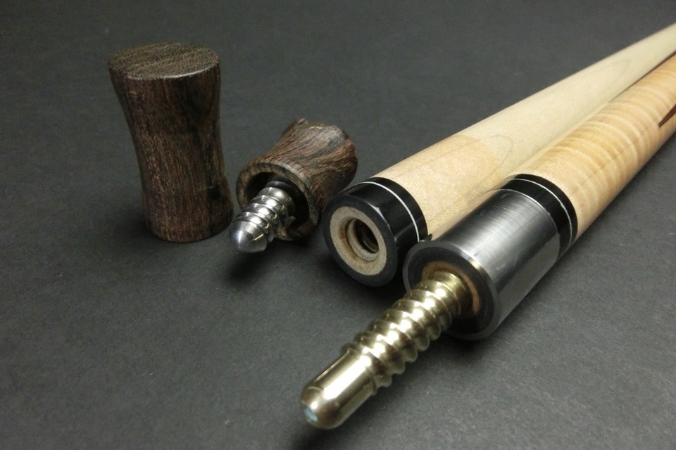 Dale Perry 4-Point Curly Maple Pool Cue Radial Joint 19.8oz Billiard ...