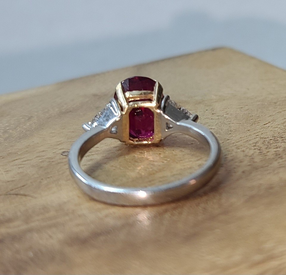 Vintage Platinum 14k Yellow Gold Engagement Ring 2.98ct.Natural Oval Ruby GIA | eBay