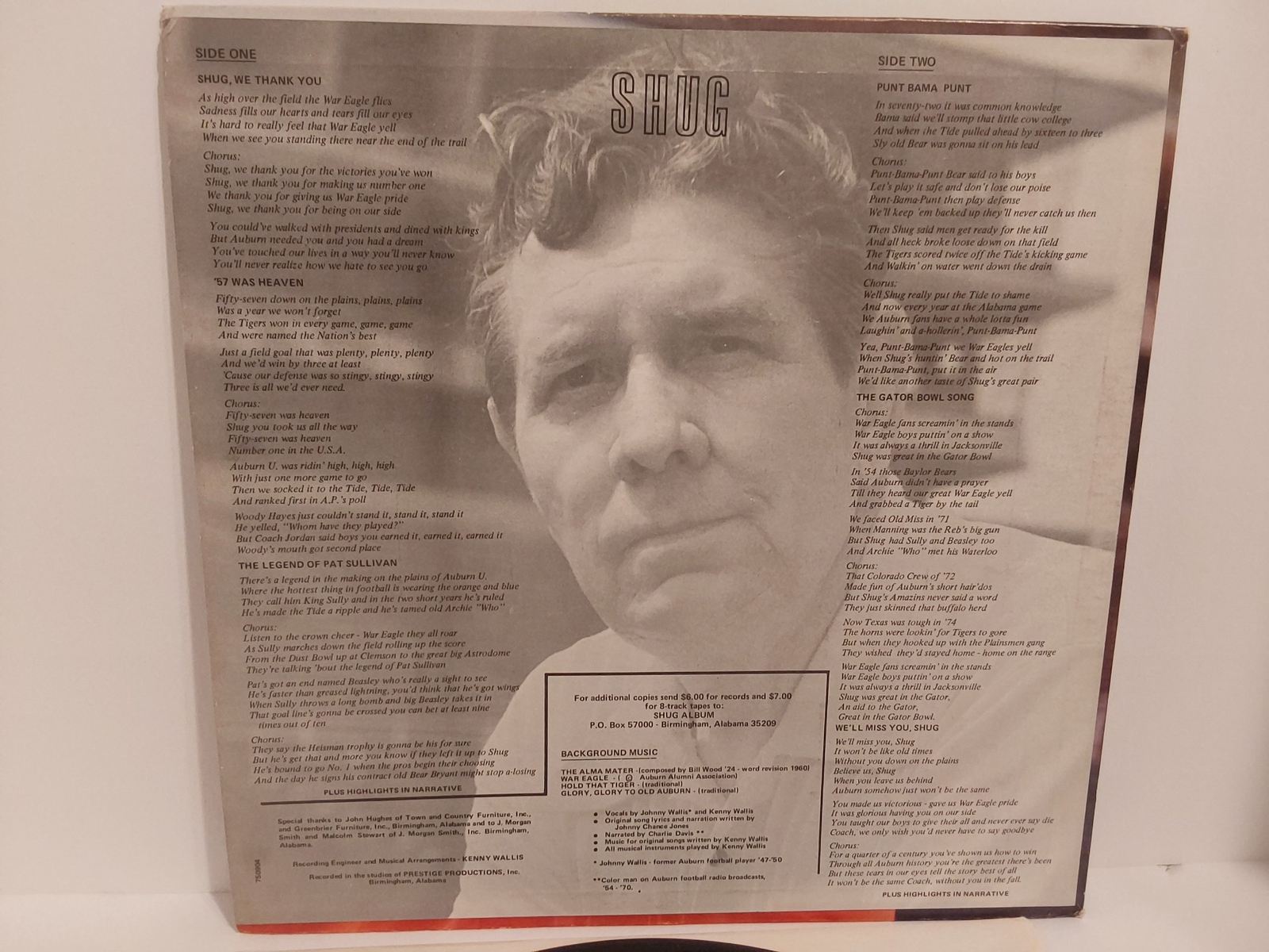 Ralph Shug Jordan Tribute Vinyl LP Auburn Tigers Football NM / VG+ | eBay