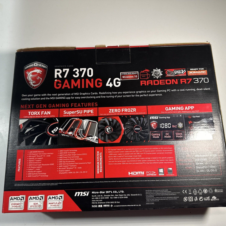 MSI Radeon R7 370 GAMING 4G EMPTY BOX | eBay