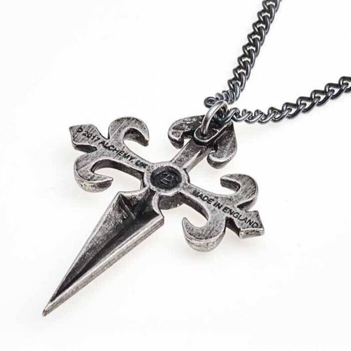 ALCHEMY SANTIAGO CROSS PENDANT Fleur De Lys Hematite Gothic Goth ...