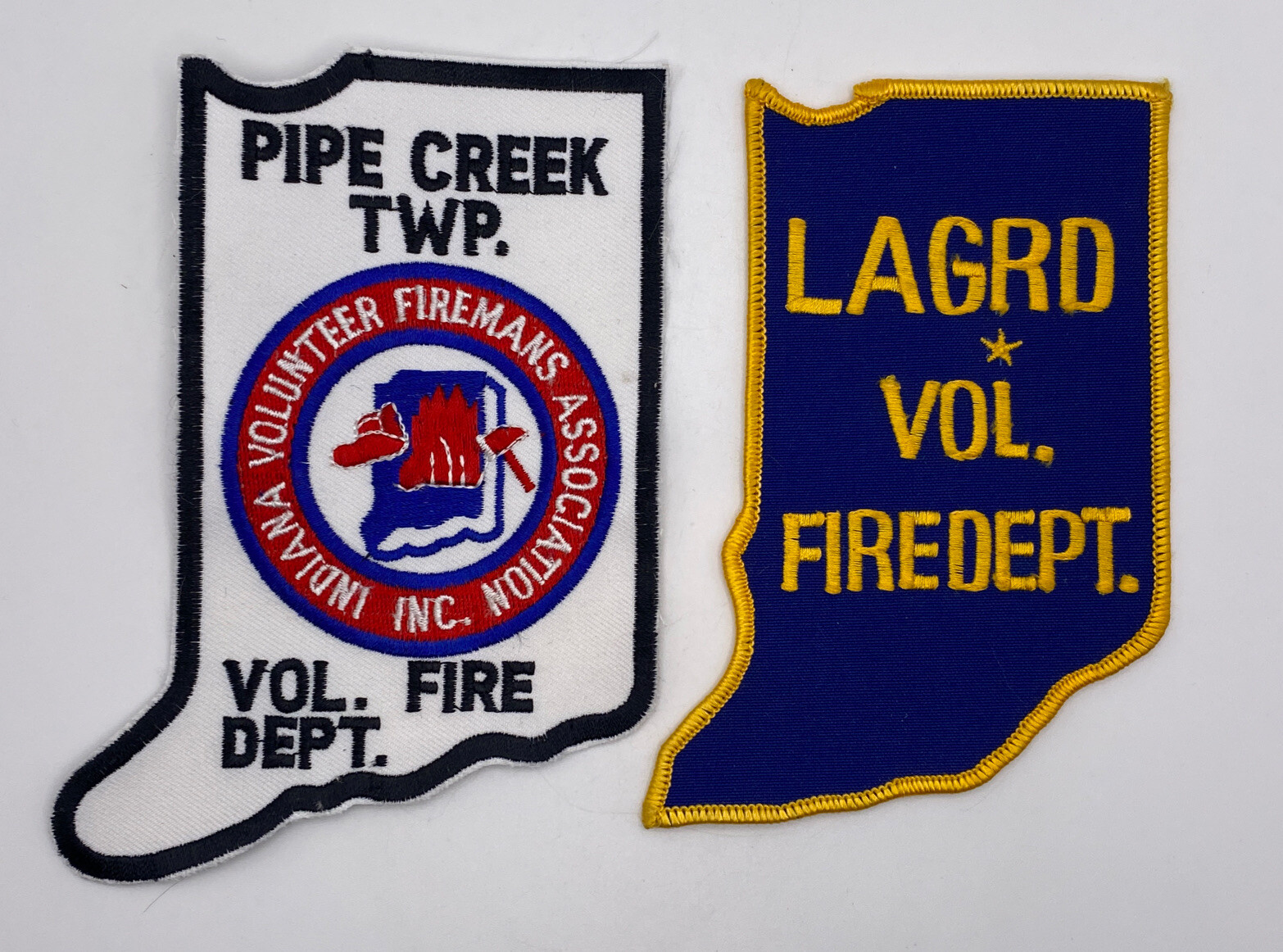 Set of 2 Vintage Indiana Volunteer Fire Dept Patches (Pipe Creek, Lagro ...