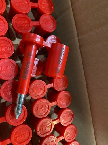 Box of 50 NEW ULINE H-435 Red High Security Truck Seal Locks Numbered ...