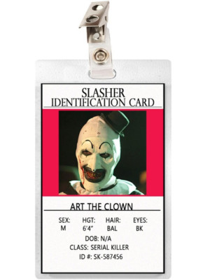 Art the Clown Terrifier ID Badge Card Cosplay Laminate Horror Halloween ...