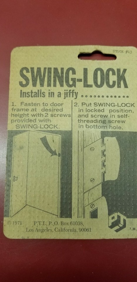 PTI #13 Swing Lock locksmith extra lock privacy lock vintage lock easy ...