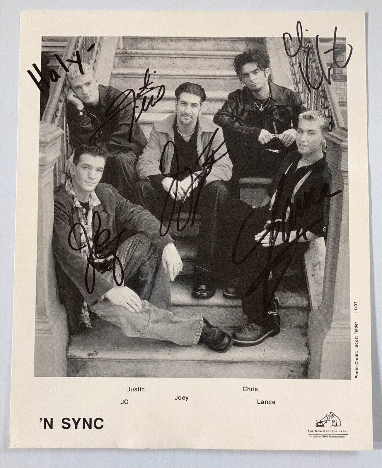 NSync Autograph 8x10 B&W 1997 Promo Photo - Signed By All 5 - JSA LOA ...