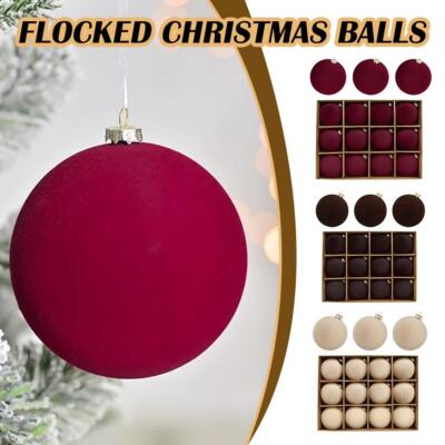 Flocking Christmas Ball Ornaments Set 6Cm /2.34" Velvet Christmas Bal ...