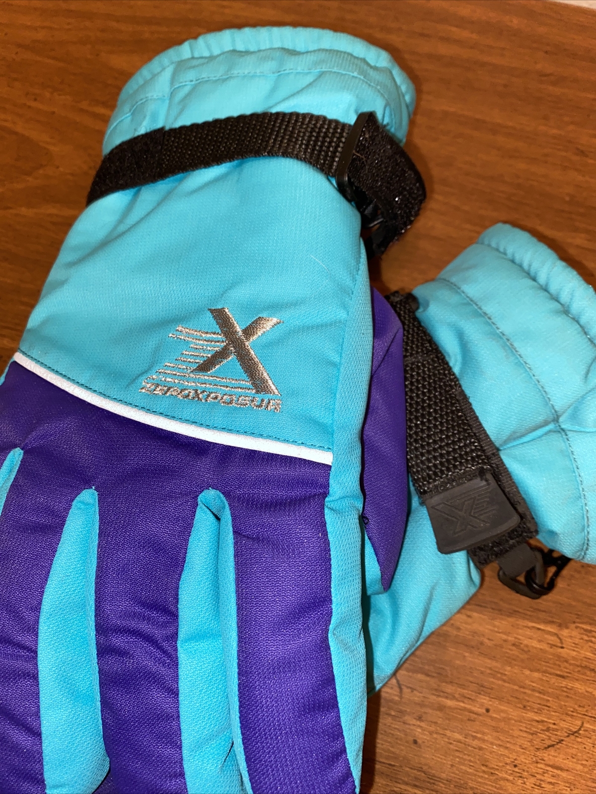 Vintage Zeroxposur Retro Gloves 80s Teal Purple Winte… - Gem