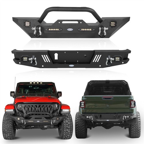 Mid Width Steel Front & Rear Bumper w/LED Lights For 2020-2025 Jeep ...