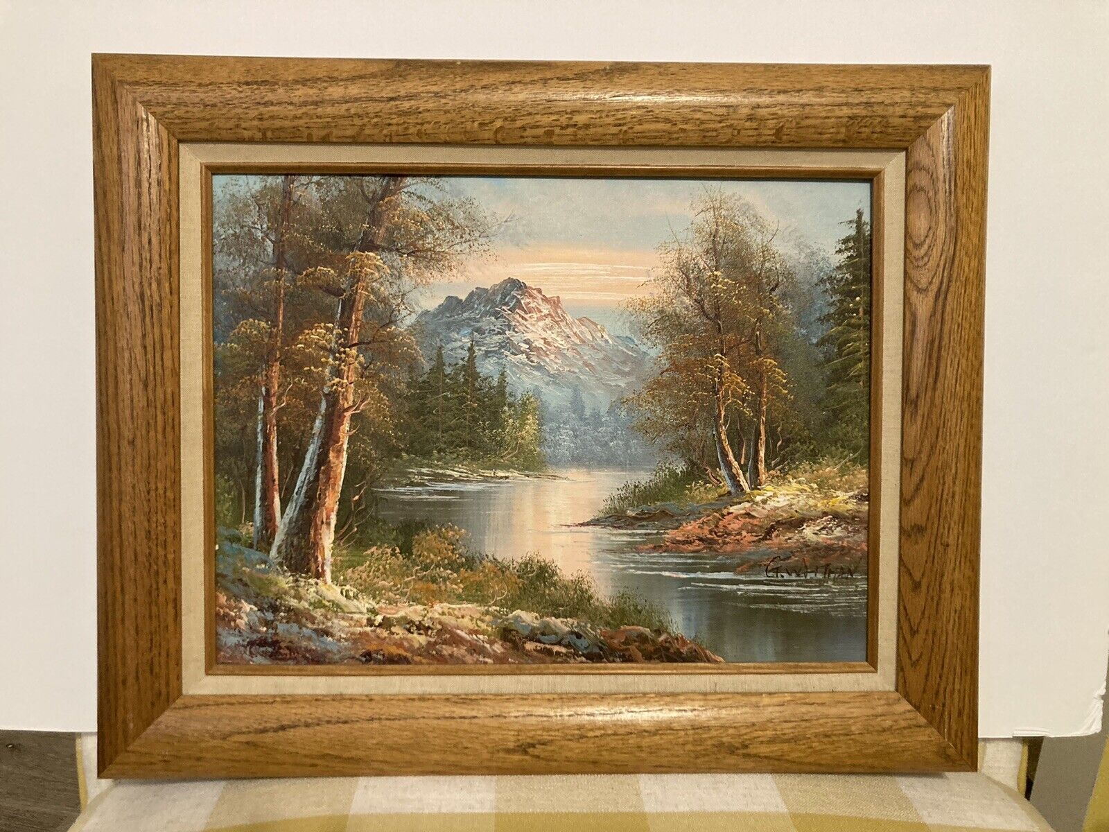 G. Whitman Vintage Signed Original Oil Painting Landscape Mountain Lake ...