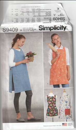 Simplicity Sewing Pattern 9409 Miss Wrap Around & Side Button Apron XS ...