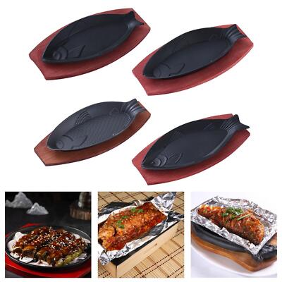 Griddle Steak Fry Plate Fajita Sizzling Pan Fish Shaped Skillet Hot ...