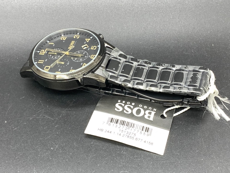 HUGO BOSS Aeroliner Hb1513275 Black Dial 5 Atm s/s Men Quartz Watch ...