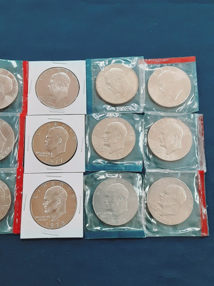 BU P D S Eisenhower Ike Dollar lot 18 coins! Proof and UNC Sets! 1973 ...