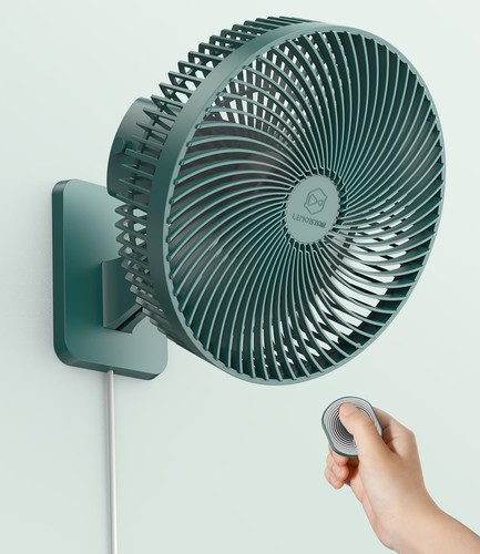 10 Inch Wall Mounted Fan with Remote Control, 90° Oscillating, 4 Speeds ...