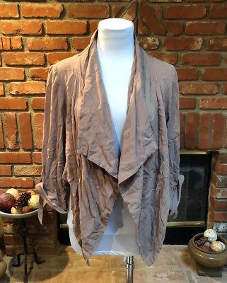 Womens Taupe / Brown Rayon Open Front Layering Blazer Swing Hi Low ...
