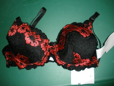 NEW Rene Rofe Black & Red Bra 34C Padded with Underwire | eBay