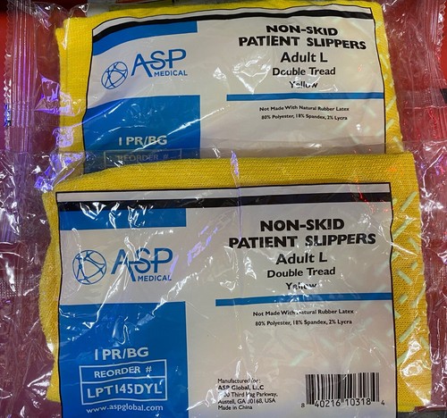 New Two Pair ASP Medical Non-Skid Double Tread Socks YELLOW Adult Large ...