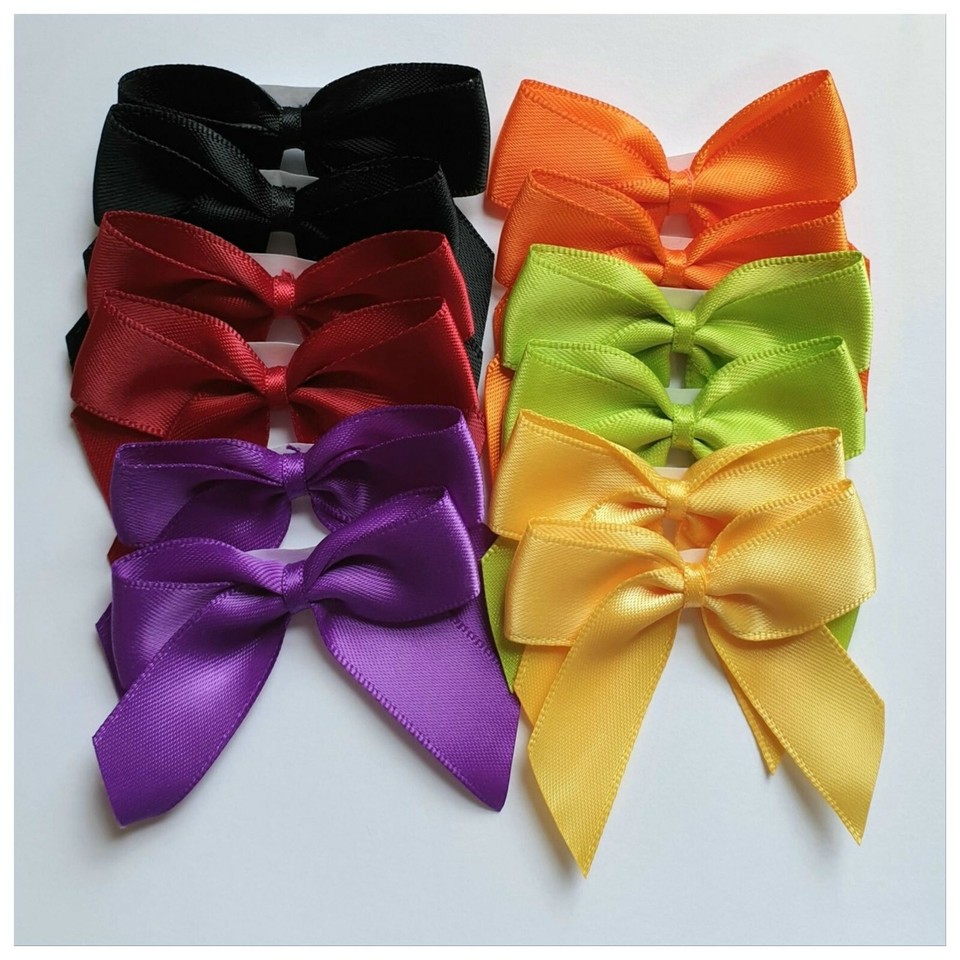 Satin Bows 5cm Self Adhesive Ribbon Pre Tied Large Bow Wide Gift Craft ...