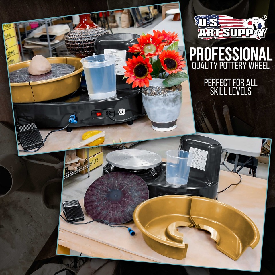 U.S. Art Supply Table Top Pottery Wheel, Foot Pedal, Ceramics Clay Pot ...