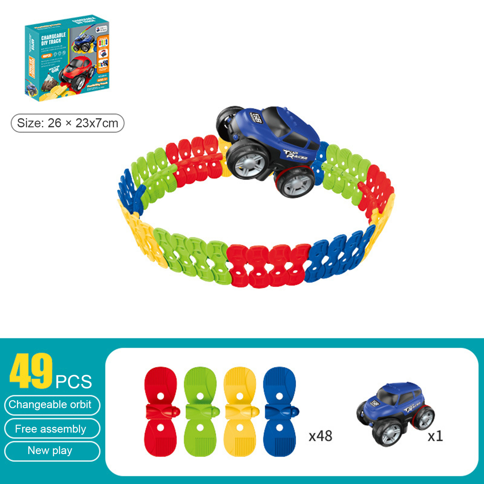 49/187Pcs Zero Gravity Car Track Set for Boys Kids Flexible Changeable ...