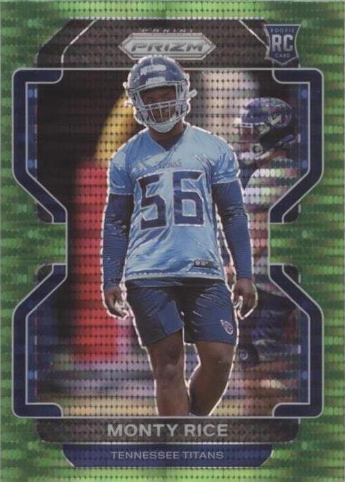 2021 Panini Prizm - Rookie Monty Rice #420 Neon Green Pulsar Prizm (RC ...